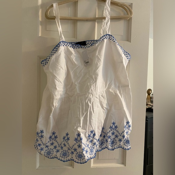 Lane Bryant | Tops | Lane Bryant Blousetank White With Eyelet Blue ...